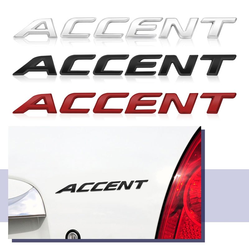 3D Metal Car Letter Logo For Hyundai Accent Emblem Body Trunk Adhesive ...