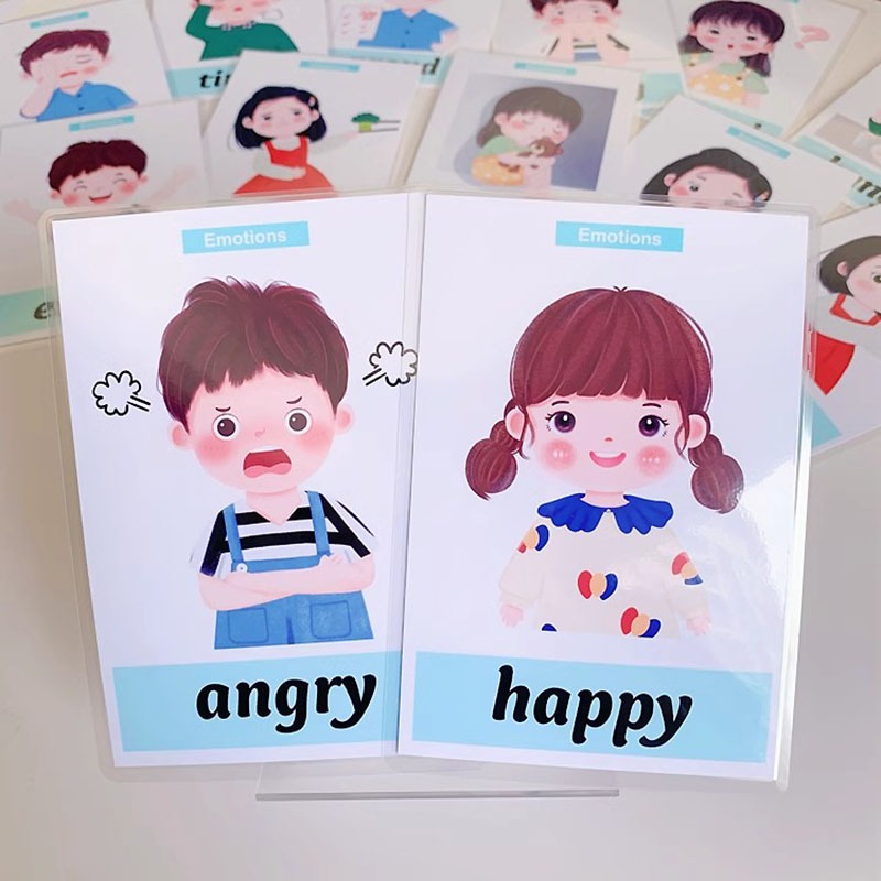 20pcs/set Cute Emotions Flash Cards Cartoon Picture Autism Kids ...