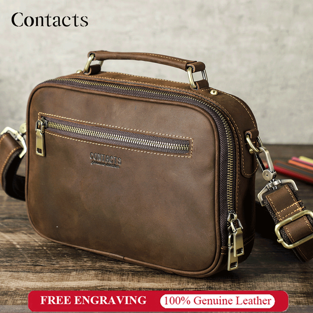 CONTACTS Genuine Leather Shoulder Bag Messenger Bag Handbag | Shopee ...