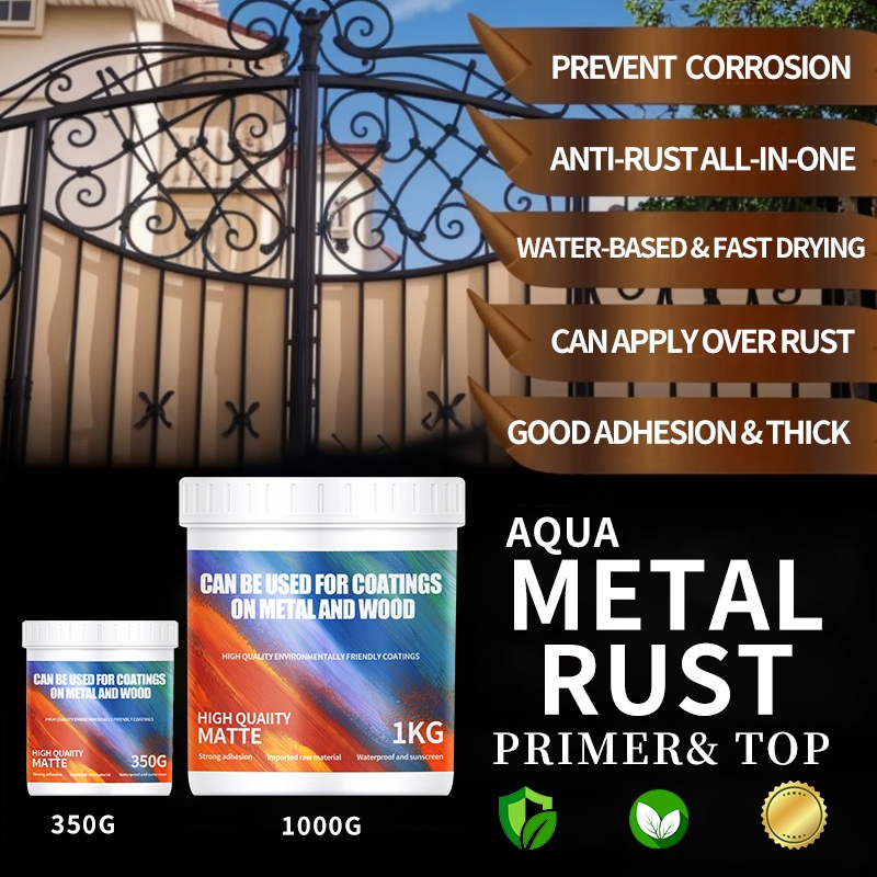 350g/1000G Water Based Aqua Metal Rust Paint Cat Besi 防锈漆 •Anti Rust ...