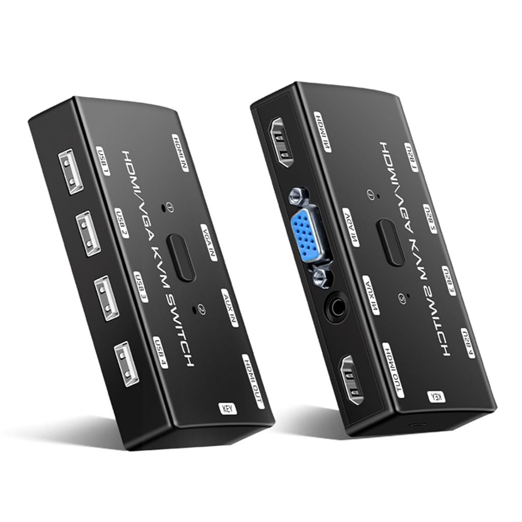 KVM Switch VGA + HDMI 2 in 1 Out Computer Monitoring Video Recorder ...