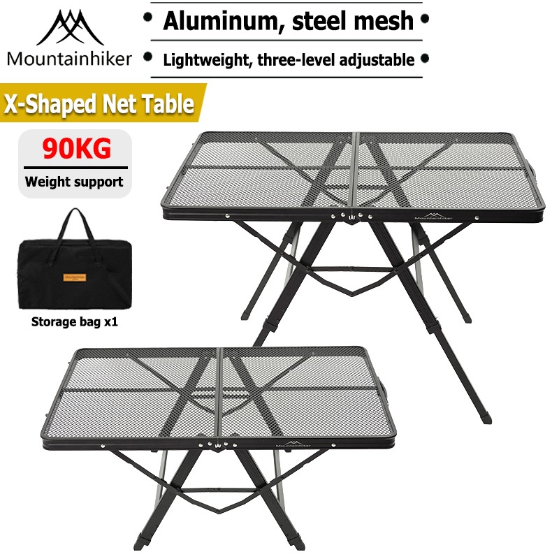 MOUNTAINHIKER Outdoor camping X-shaped net table aluminum alloy table ...