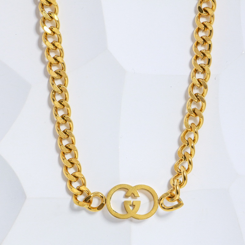 European American Style Thick Chain Cuban Chain 18K Gold Letter ...