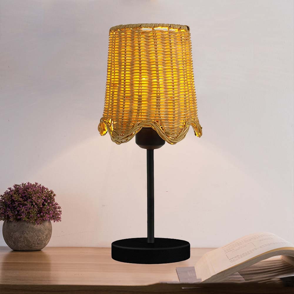 Handcraft Natural Rattan Table Lamp Handmade Boho Rattan Bedside Lamp,3 ...