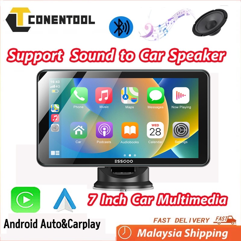 ESSGOO FHD 7 INCH Portable Car Player wireless Carplay Android-Auto Bluetooth IPS 2.5D Touch ...