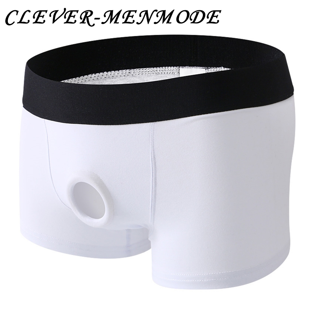 Cotton Sexy Men Boxers Front Pocket Hollowing Out Silicone Ring ...