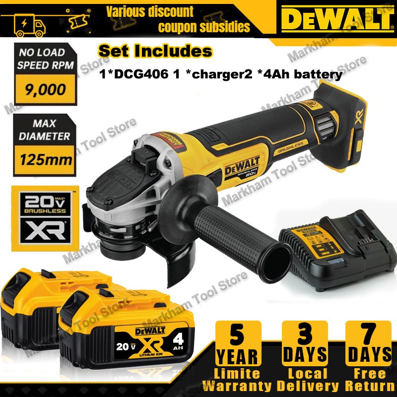 DEWALT DCG406 20V cordless electric grinder, brushless electric hand ...