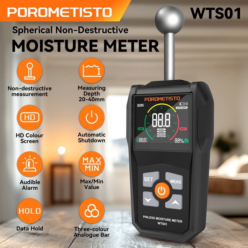POROMETISTO WTS01 Inductive Timber Damp Detector Digital Wood Moisture ...