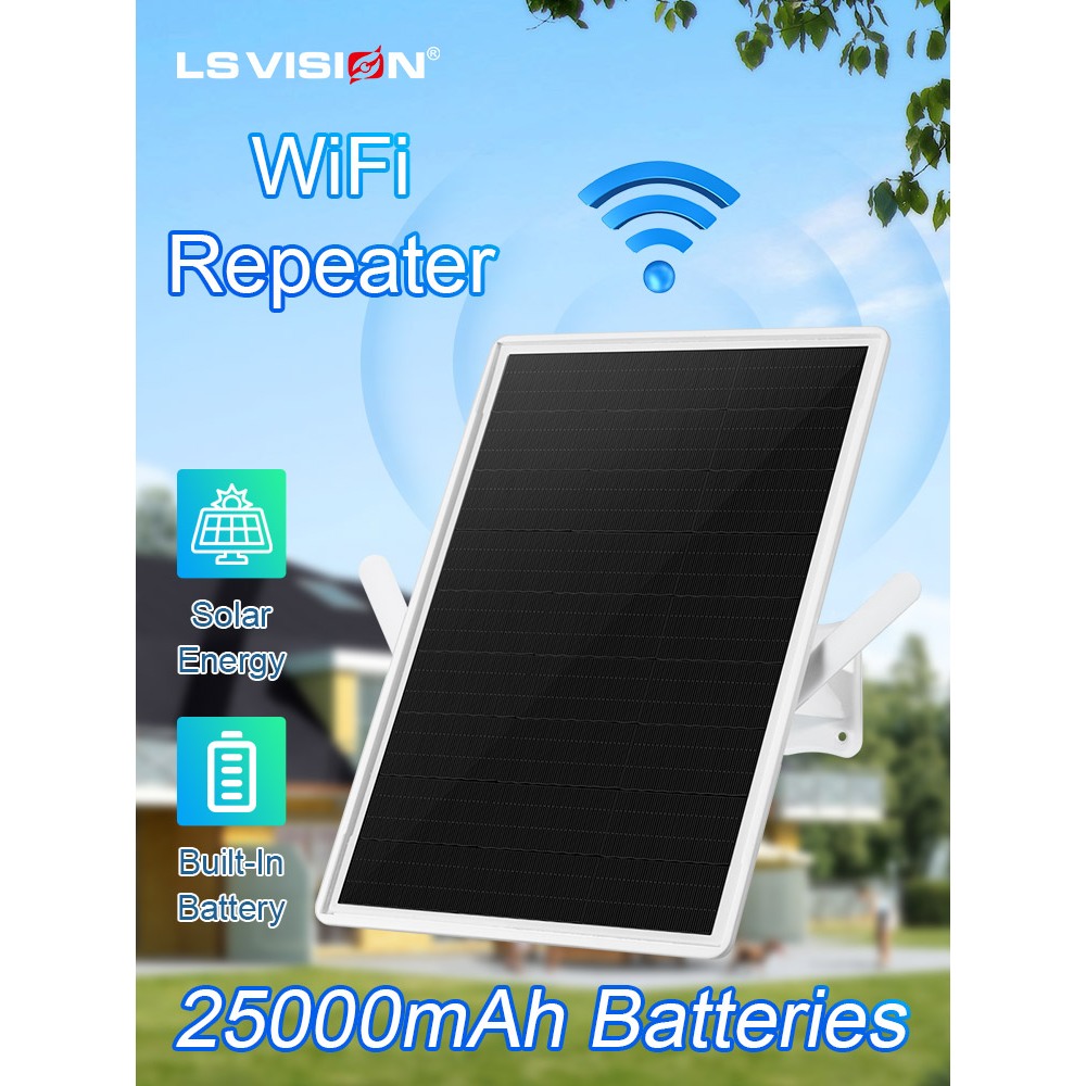 LS VISION 15W 2.4G WiFi Solar Powered Repeater 20000mAh Outdoor IP66 ...
