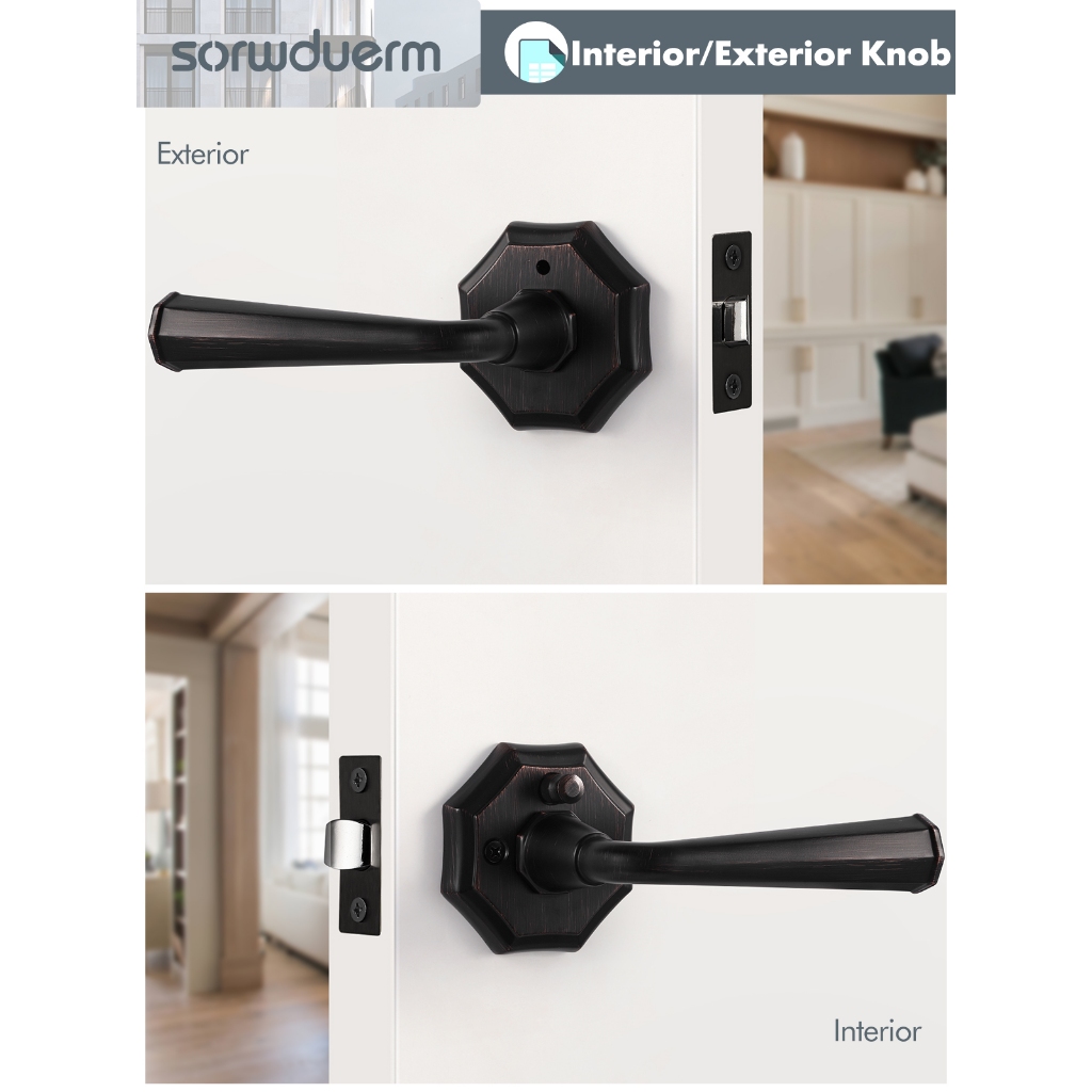 European Retro Bedroom Door Lock Indoor Wooden Door Black Door Handle ...
