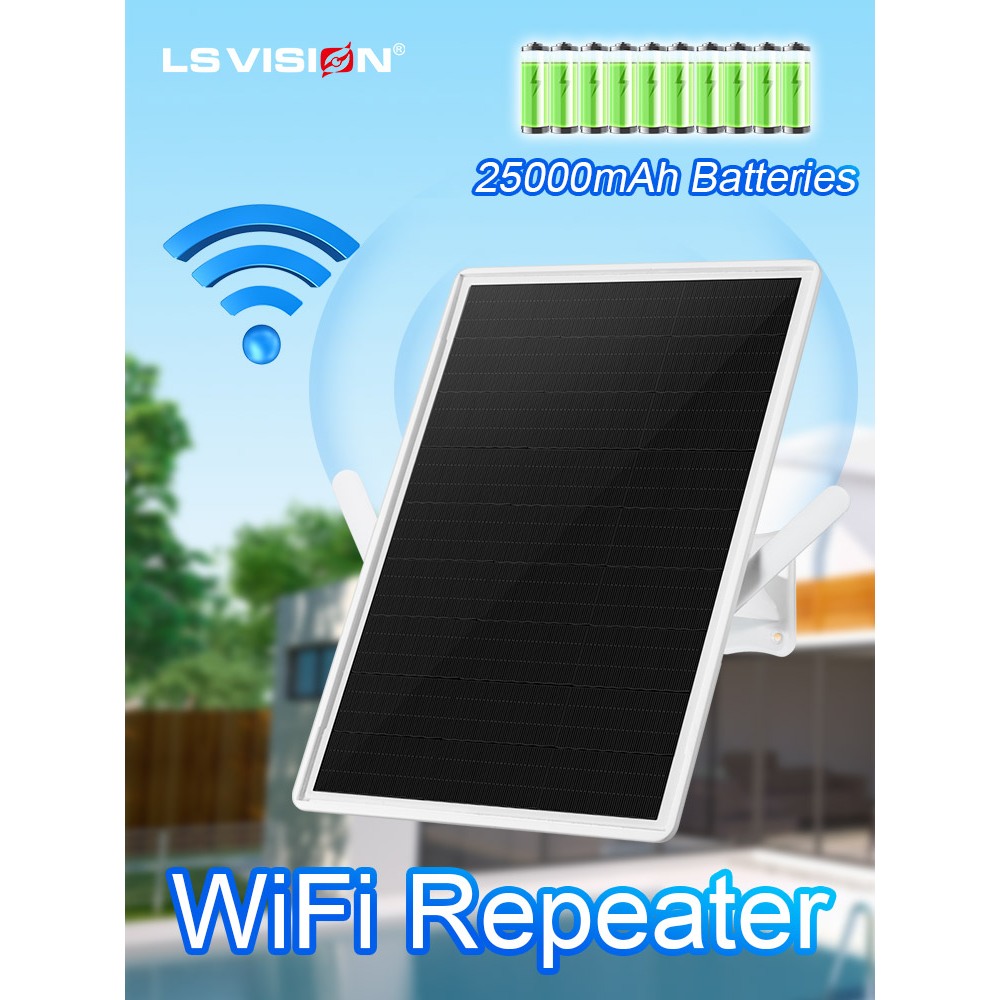 LS VISION 2.4G WiFi Solar Powered Repeater 20000mAh 15W IP66 Waterproof ...