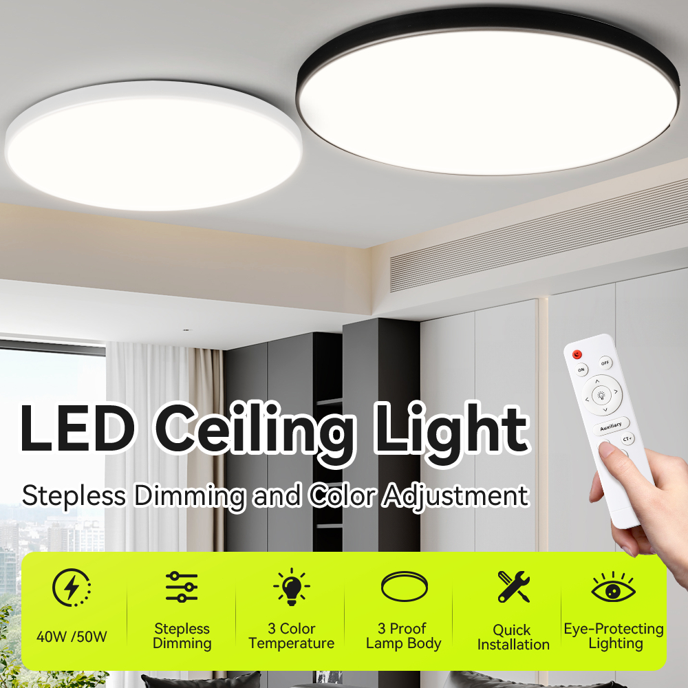 Led Ceiling Light 3 Colors Modern Ceiling Lamp 18W/30W/40W/50W Living ...