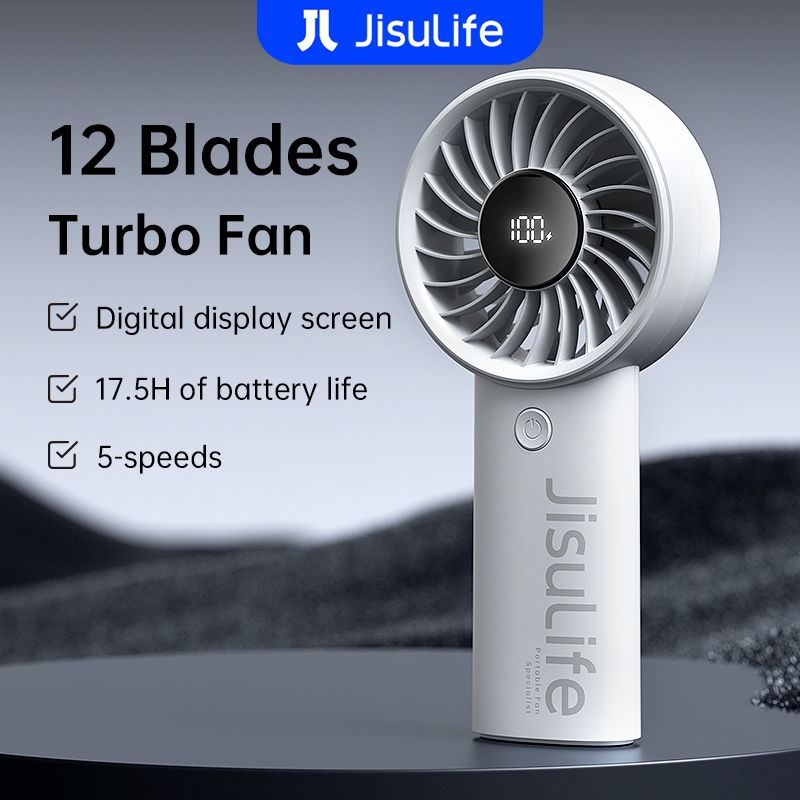 JisuLife Handheld Fan Life4 5000mAh Rechargeable Portable Fan with 12 ...