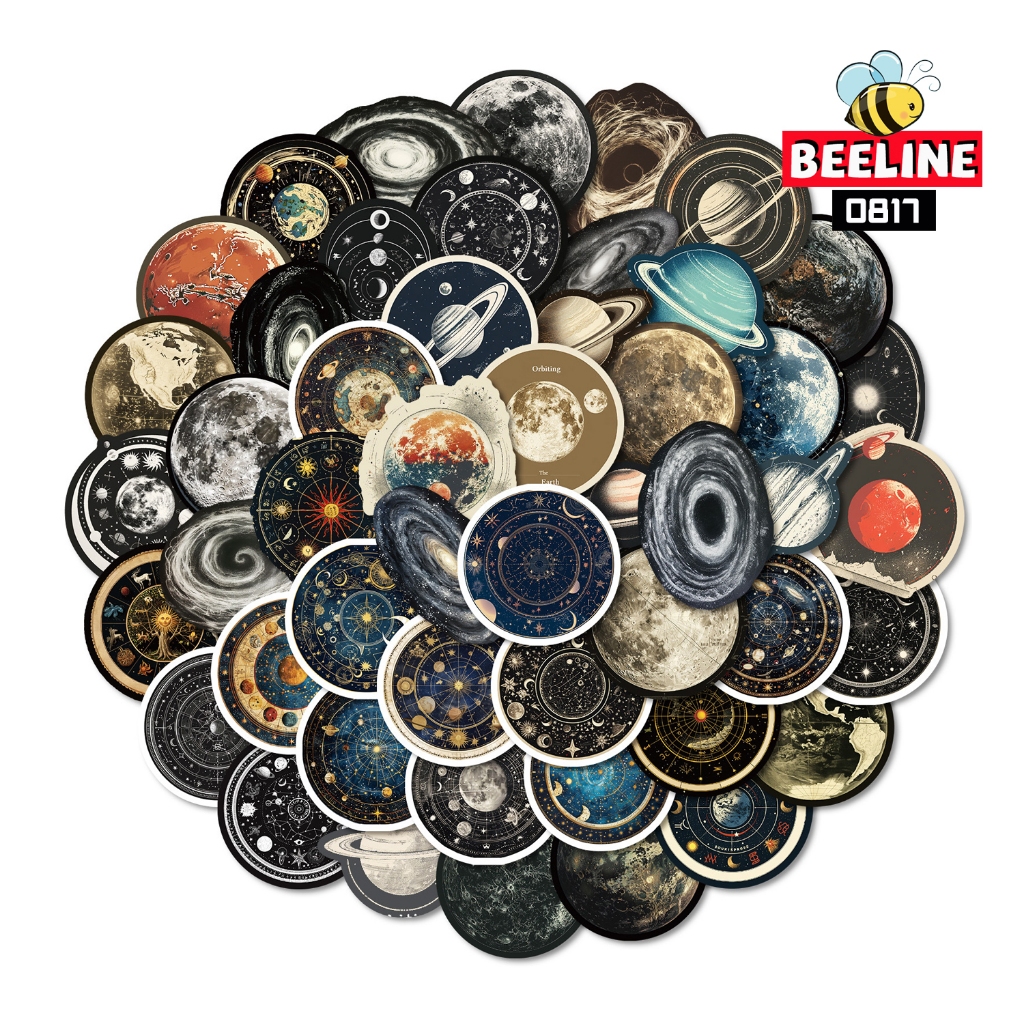 Beeline 50 Pcs Galaxy Planet Sticker Universe Diy Decor Waterproof ...