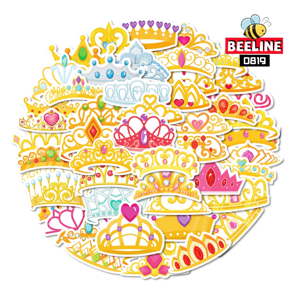 Beeline 50 Pcs Golden Crown Stickers Diy Decor Waterproof Graffiti ...