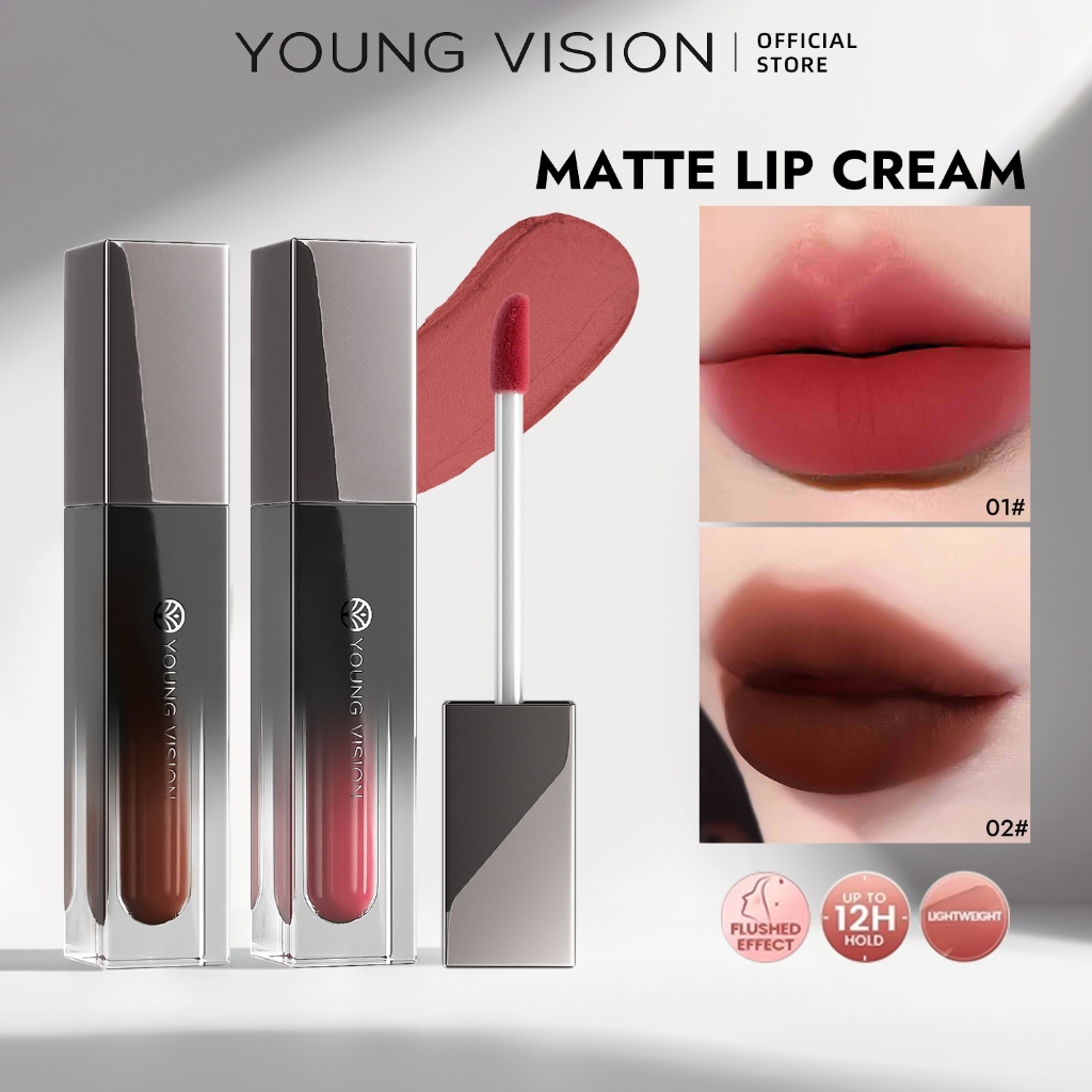 YOUNG VISION Matte Lip Cream 6 Colors for Selection Velvet Long-Lasting ...