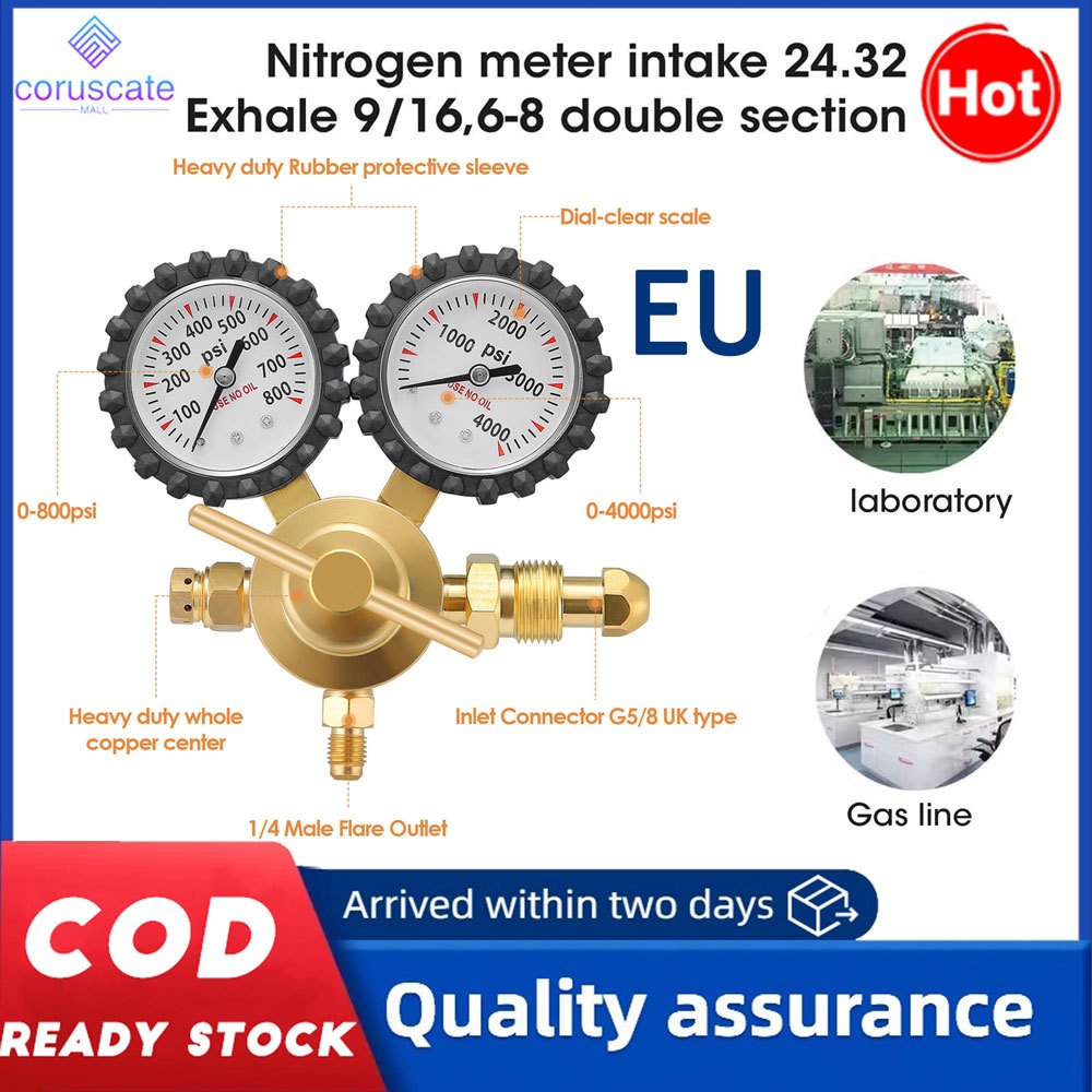 Nitrogen Regulator with 0-600 PSI Delivery Pressure, CGA580 Inlet ...