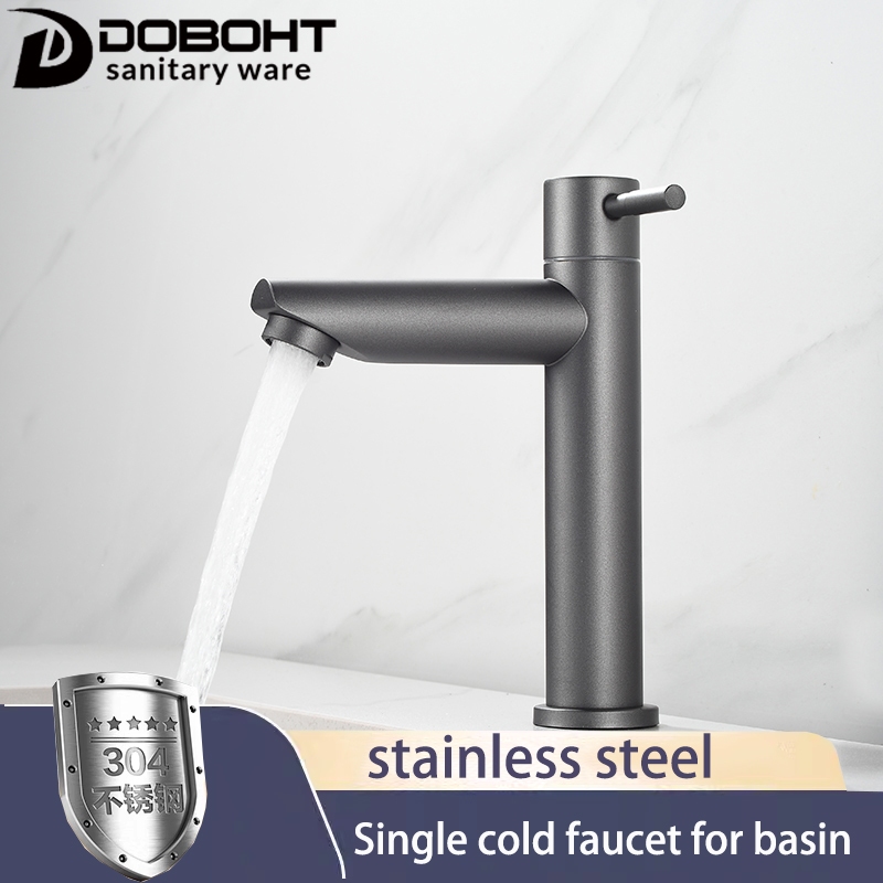 DOBOHT Metallic Grey Color 304 Stainless Steel Bathroom Sink Basin ...