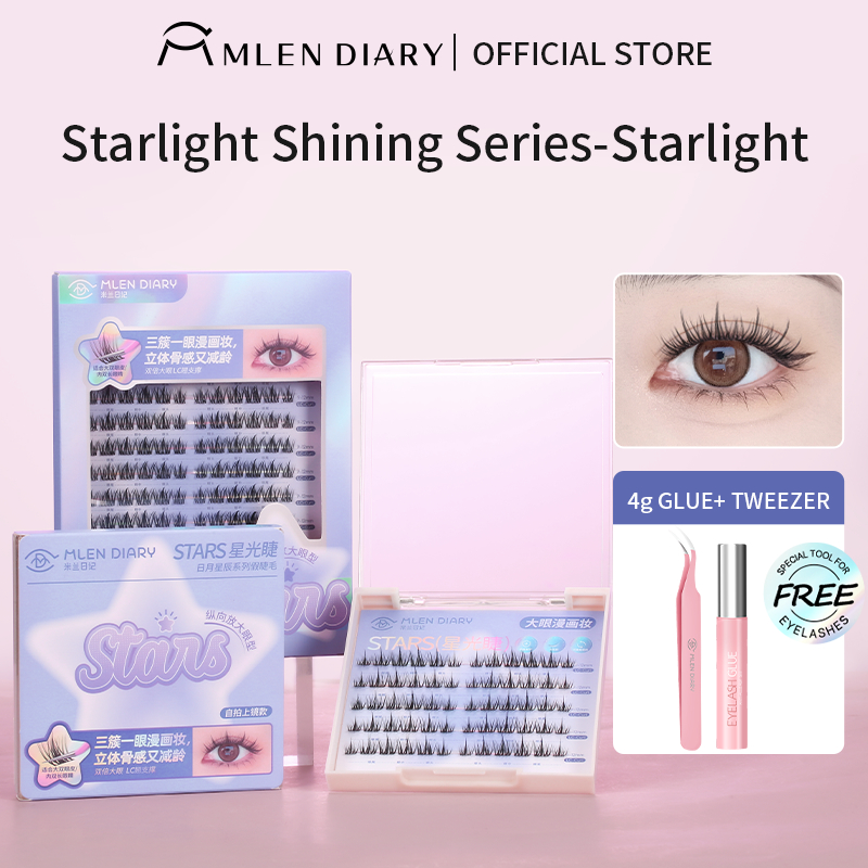 Mlen Diary Ultra-Fine Stem Reusable Starlight Fake Eyelashes (9-12mm/0 ...