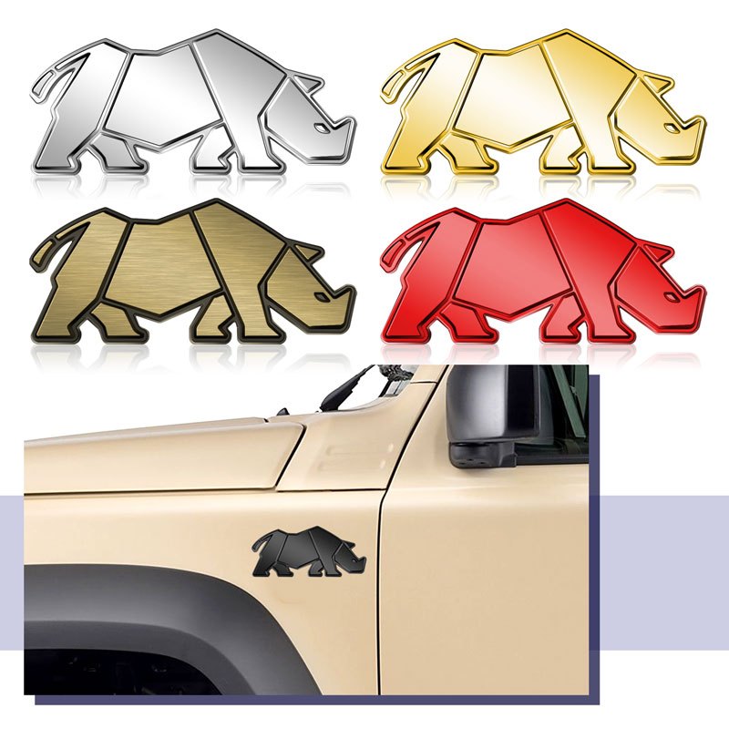 Car Styling 3D Metal Emblem Rhinoceros Rhino Logo Car Side Fender Badge ...