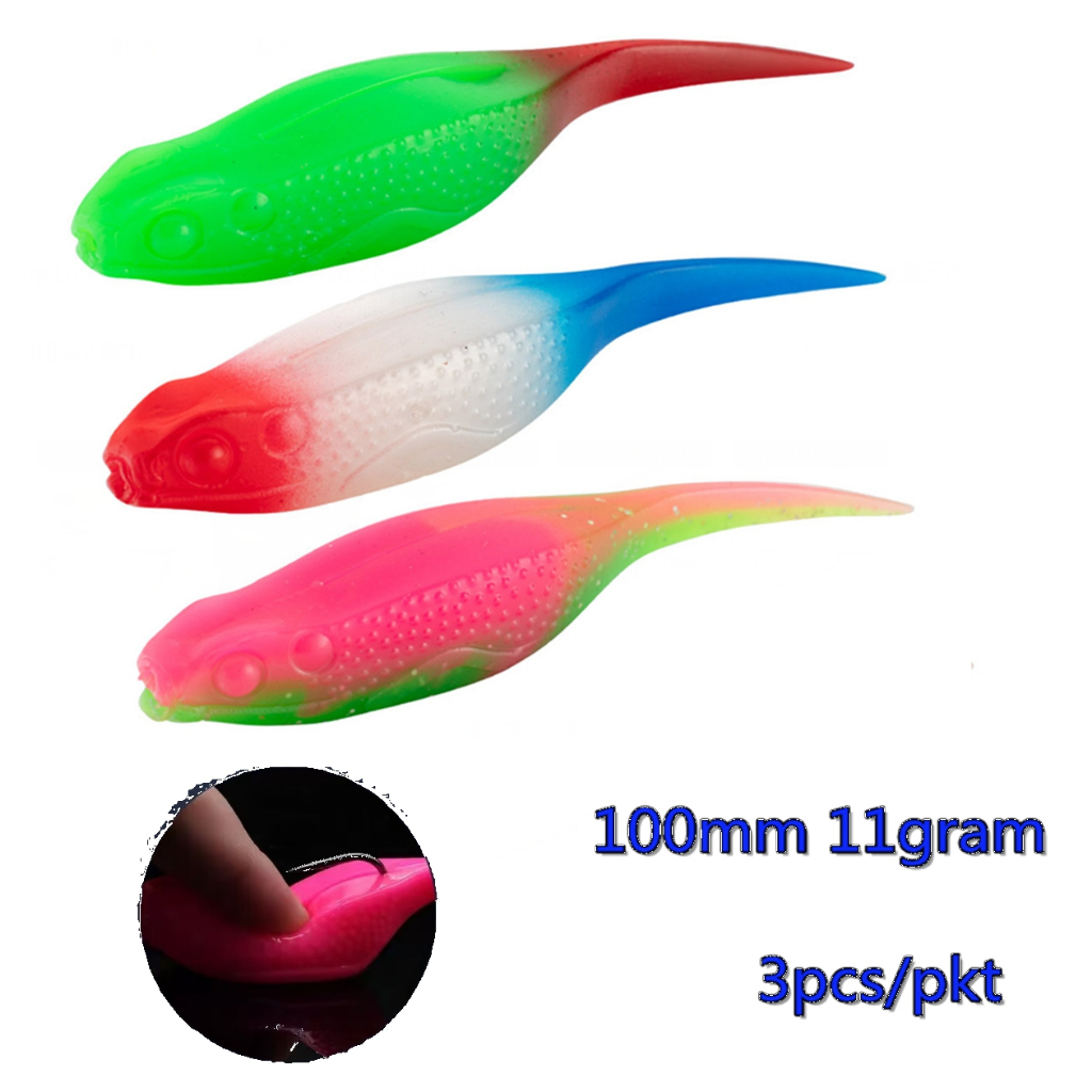 3pcs/pkt Forg Tadpole Lure 100mm 11g Soft Plastic Bait Skipping Lure ...