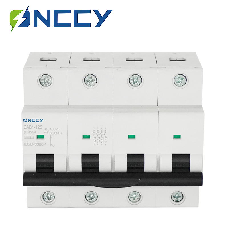 ONCCY AC MCB 4P 125A 100A 80A 230V 415V Mini Circuit Breaker B Curve C Curve 10KA Din rail ...