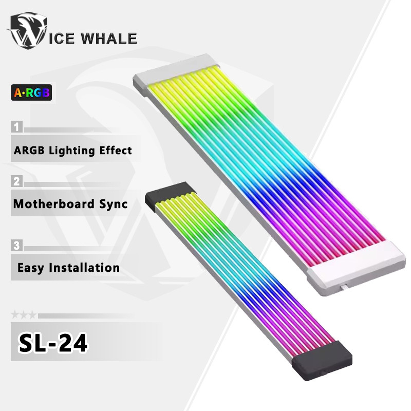 ICE Whale SL-24 ARGB Neon Line 24PIN Motherboard 8PIN Graphics Card Luminous Power Supply Line ...