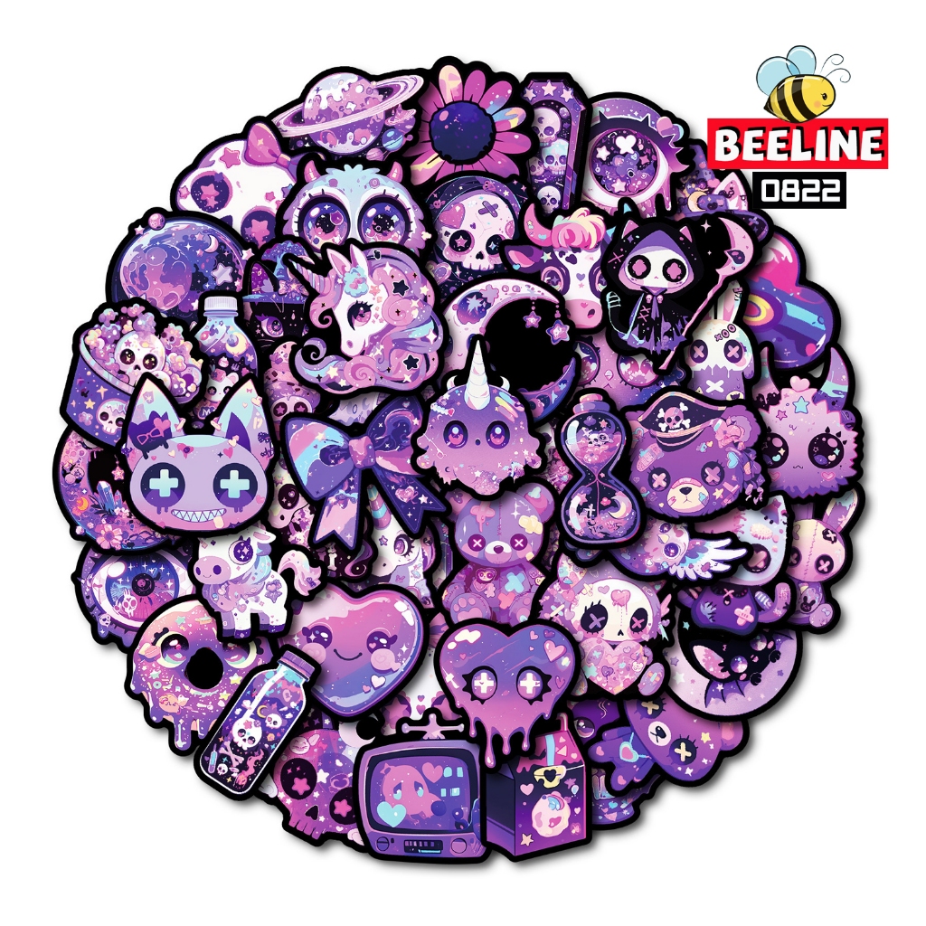 Beeline 50 Pcs Unicorn Stickers Purple Diy Decor Waterproof Graffiti ...