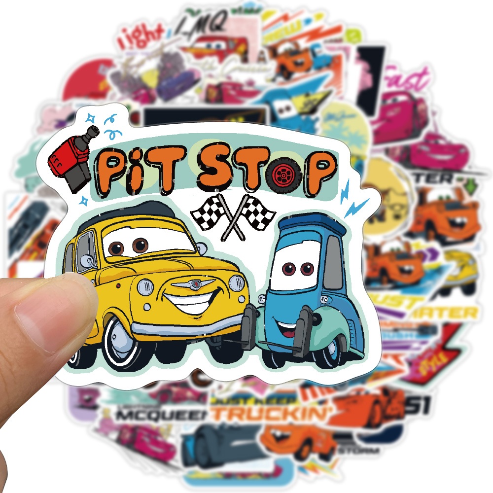 [Large Sticker]50pcs Pixar Cars Lightning Mcqueen Toys Miami Auto ...