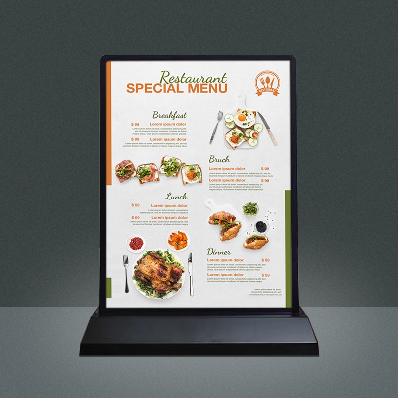 A4A5 rechargeable black led light box sign glass panel table menu light ...