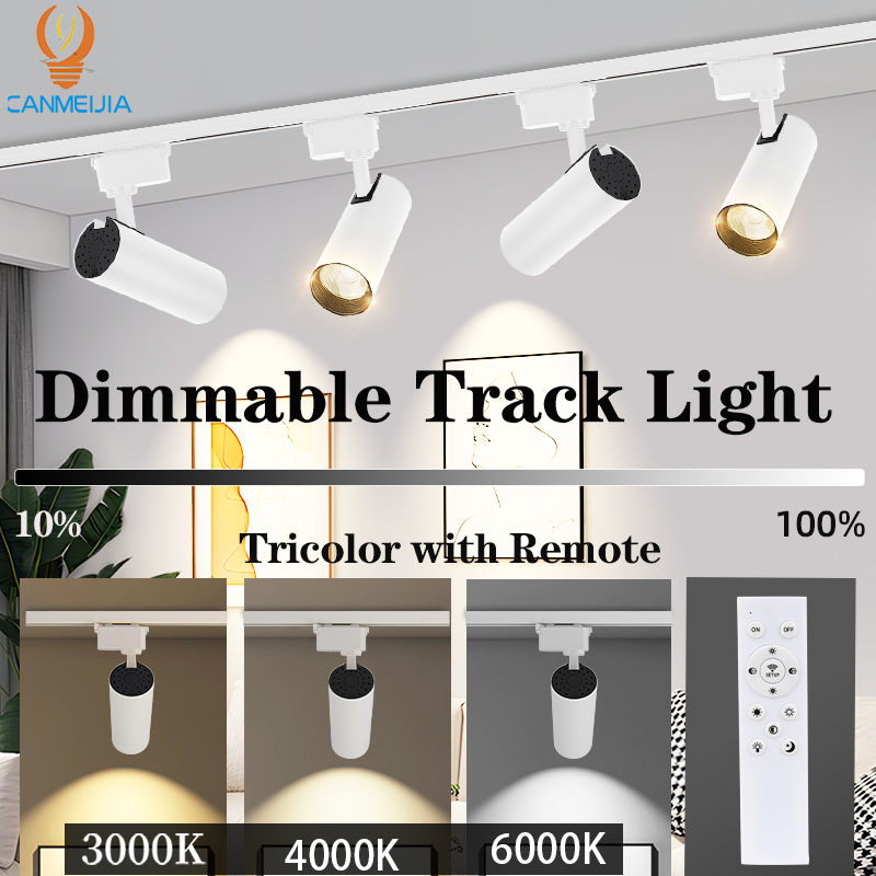 Dimmable Led Track Light Set Tricolor with Remote Spotlight 20W COB ...