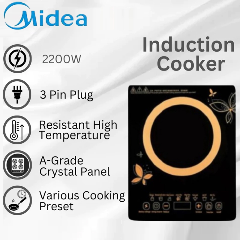 Midea Induction Cooker 2200W 3 pin plug Waterproof Ultra Slim Electric ...