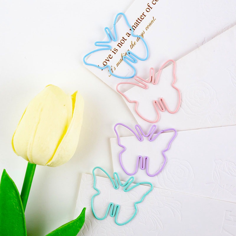 10/20pcs Macaron Butterfly Paper Clips Kawaii Large Hollow Binder Clips ...