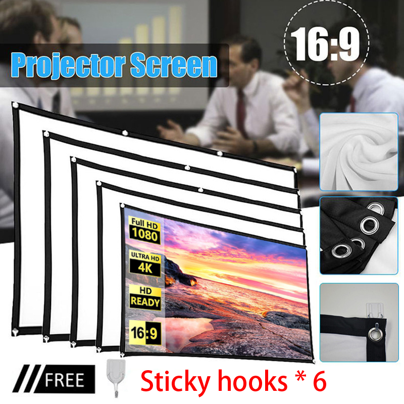 Projector Screen 60 inch 16:9 HD Foldable Portable Projection Movies ...