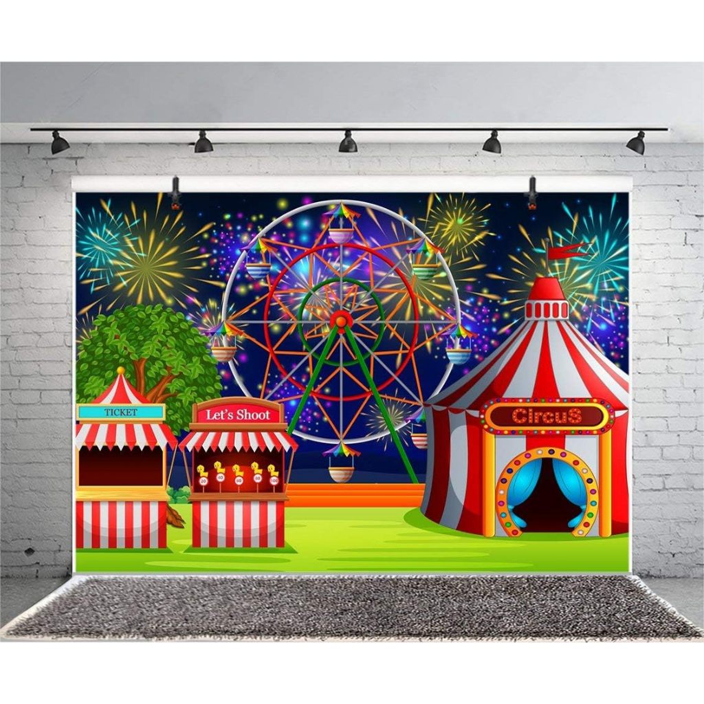 Fairground Circus Tent Photography Backdrop Cartoon Amusement Park ...
