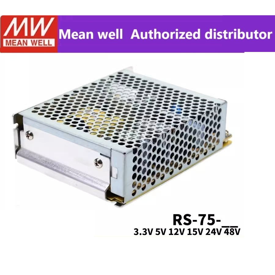 Original MEAN WELL RS-75 RS-75-3.3 RS-75-5 RS-75-12 RS-75-15 RS-75-24 RS-75-48 75W Single Output ...