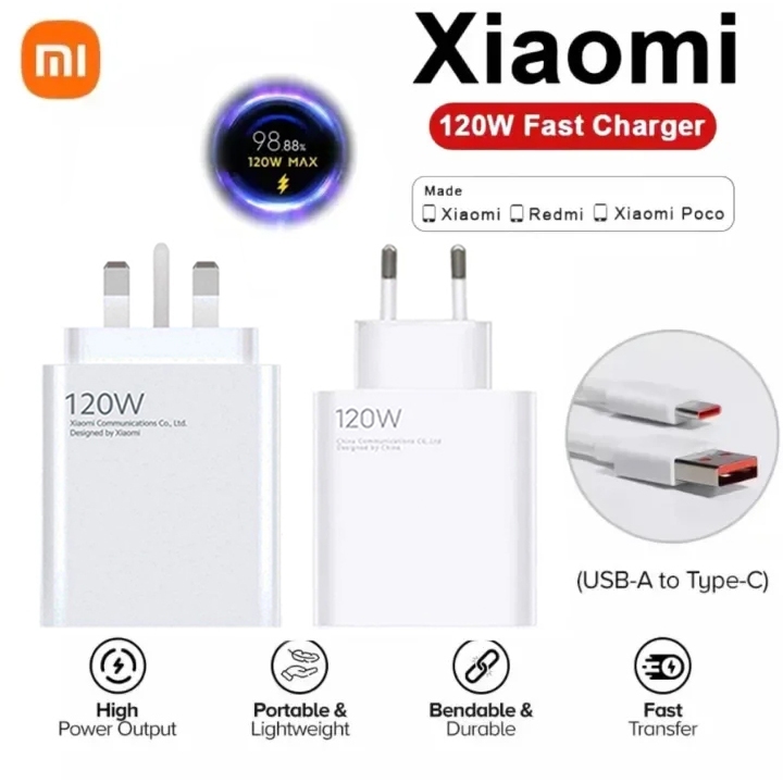 Original Xiaomi Charger 120W HyperCharge Power Adapter With 6A Type C ...