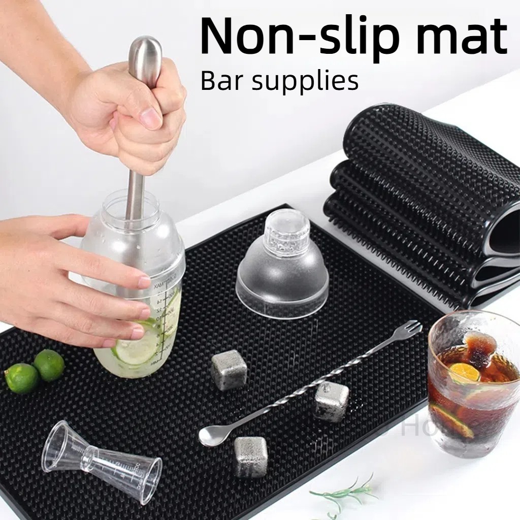 Rubber Drip Spill Non-slip Bar Mat Tamper Holder Mat Bartending(MoCoo ...