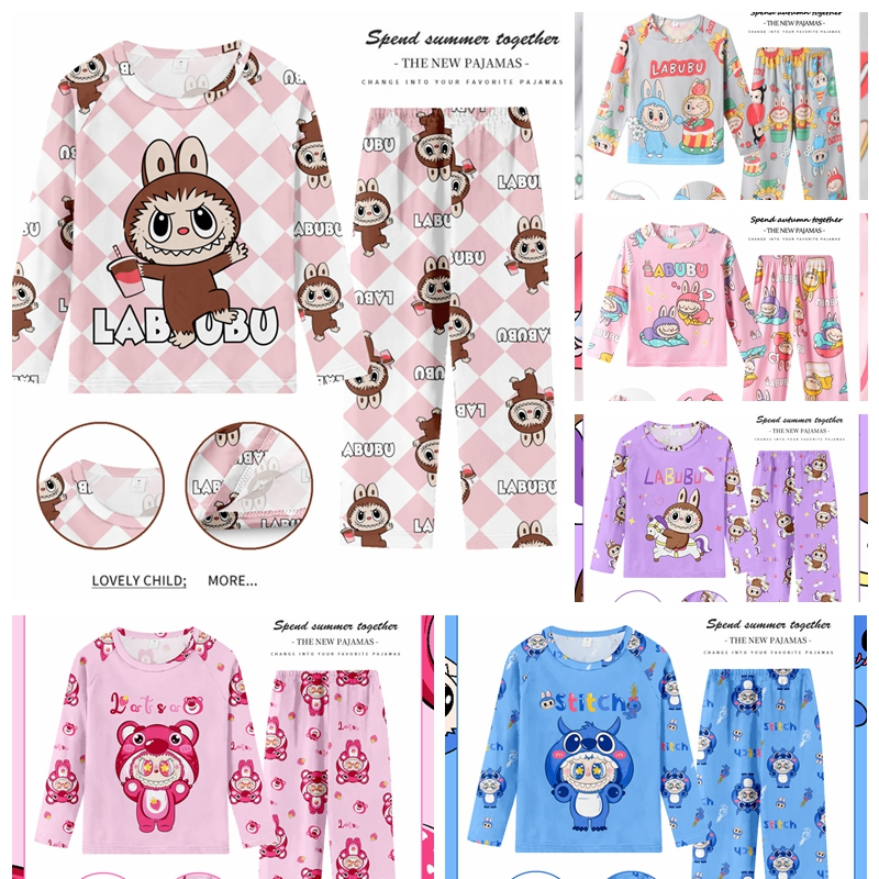 Labubu Pyjamas baju Labubu Kids Girl Cartoon Printing Nightwear baju ...