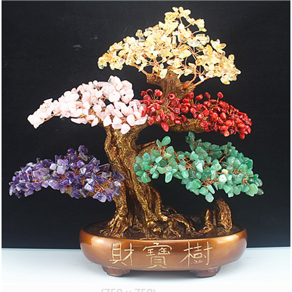 Crystal Money Tree Ornament Desktop Deco Fortune Trees Feng Shui LUCKY ...