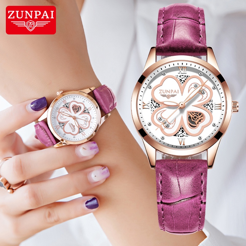 ZUNPAI Watch for Woman Original Waterproof Leather Fashion Girls Quartz ...