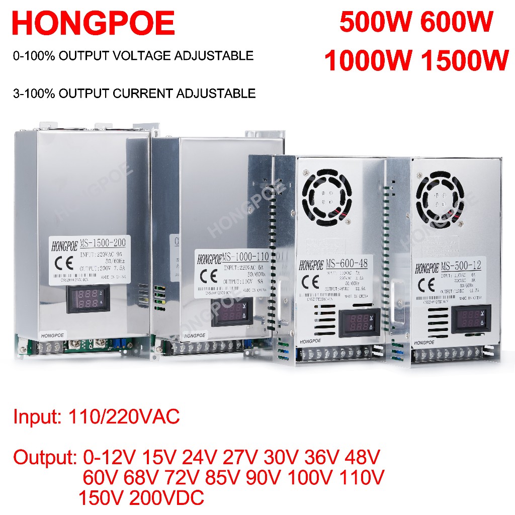 500W 600W 1000W 1500W Digital Display Power supply 0-60V 72V 85V 90V 100V 110V 150V 200V ...