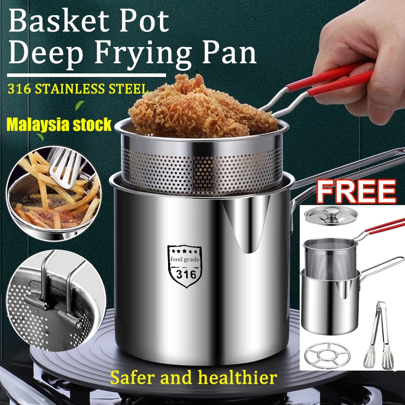 【316 STAINLESS STEEL】Christmas MSW Multi frying pot with strainer mini ...