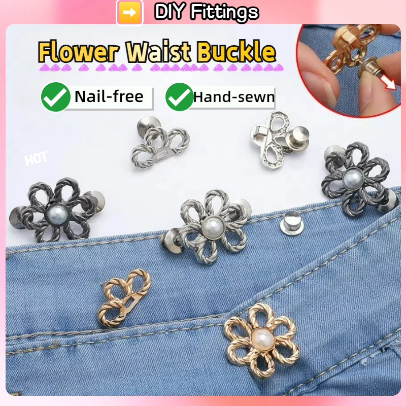 Six-petal Flower Waist Buckle Detachable Nail-free Seam Adjustable ...