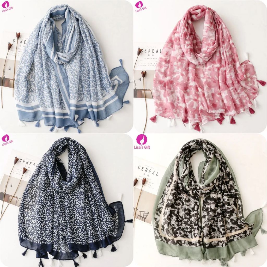 Lisa Fashion muslim comfy cottonshawl floral pattern printed wideshawl ...