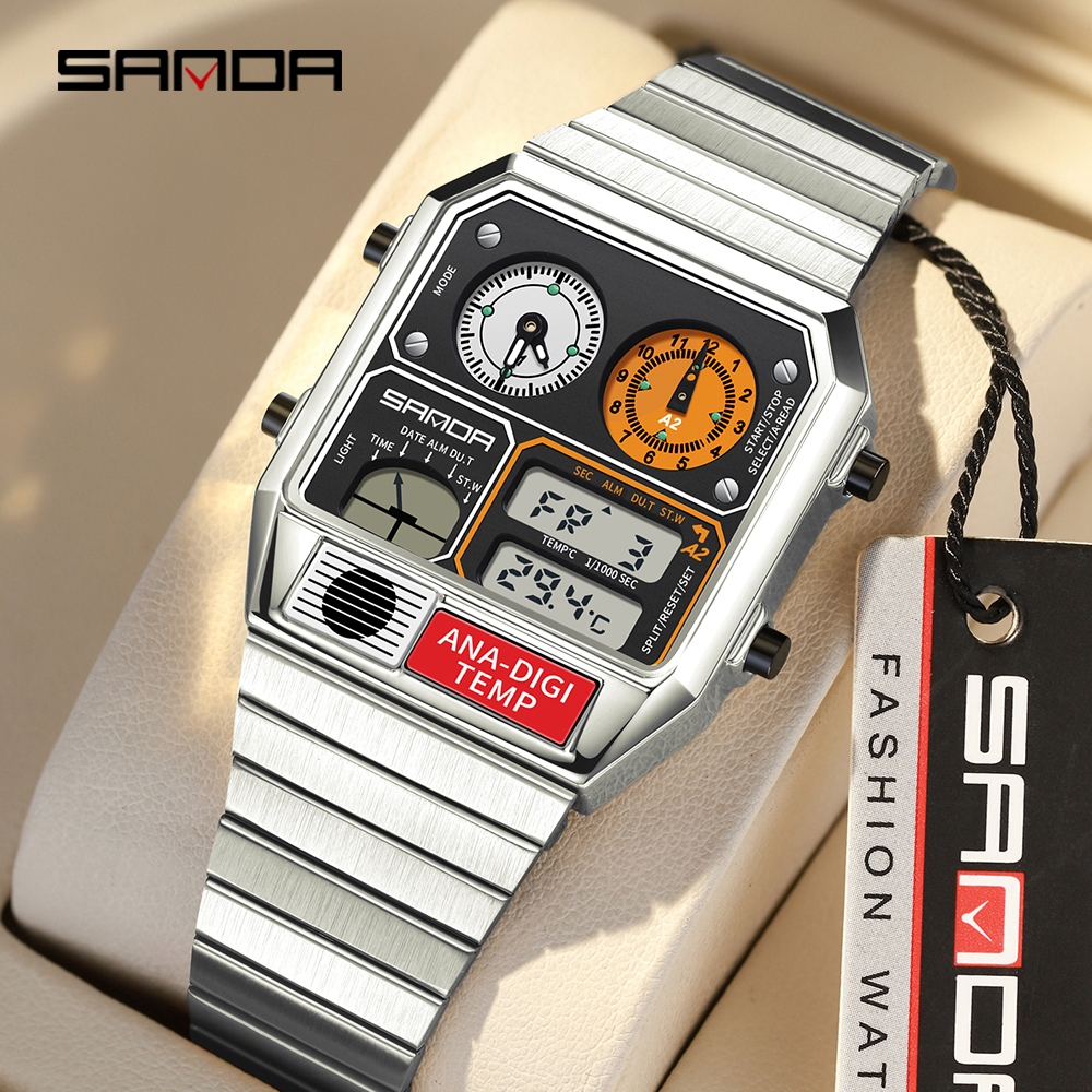 SANDA 3192 Hot-selling LED Electronic Square Men's Youth Casual Multi ...