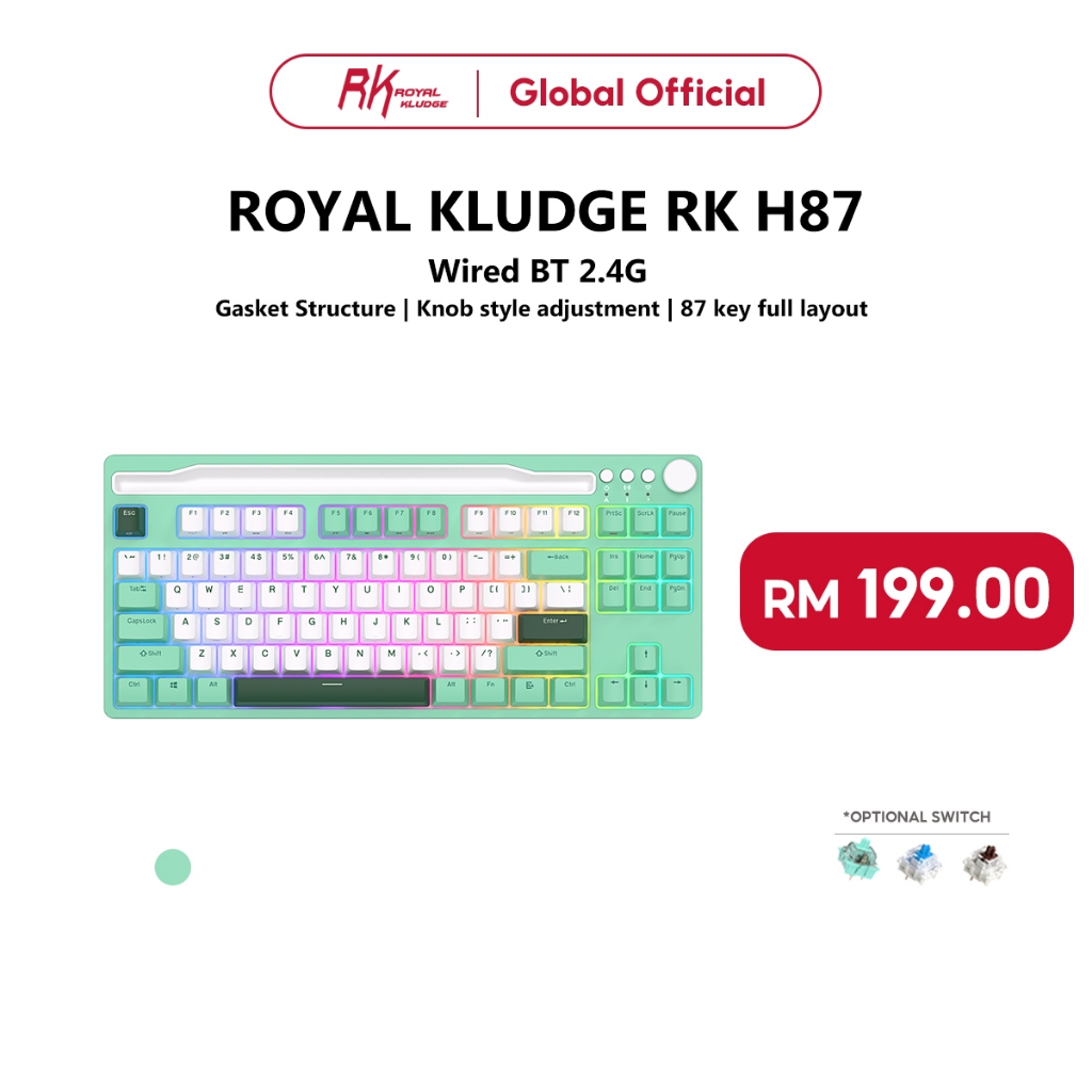 Royal Kludge Rk H87 Three Modes Wireless 87 keys Mechanical Keyboard ...