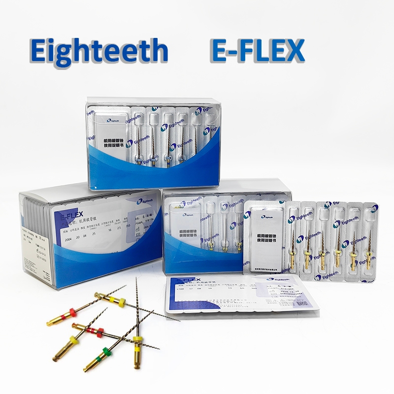 1card (6pcs) Eighteeth E-FLEX Dental Root Canal File Golden Nickel ...