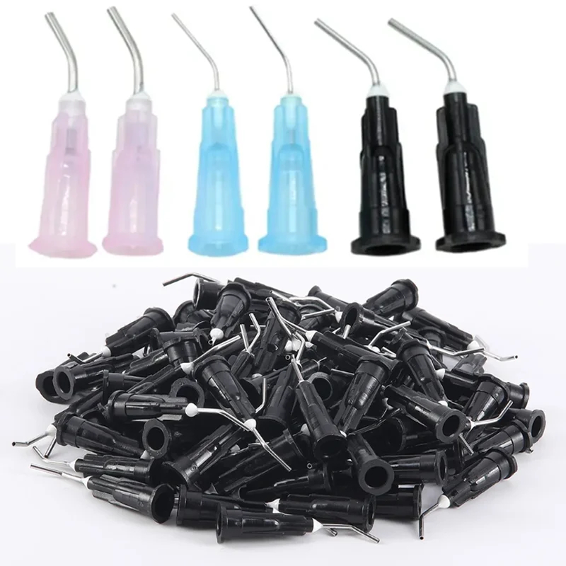 100pcs/bag Disposable Dental Irrigation Bent Needle Tips Flow Sealant ...