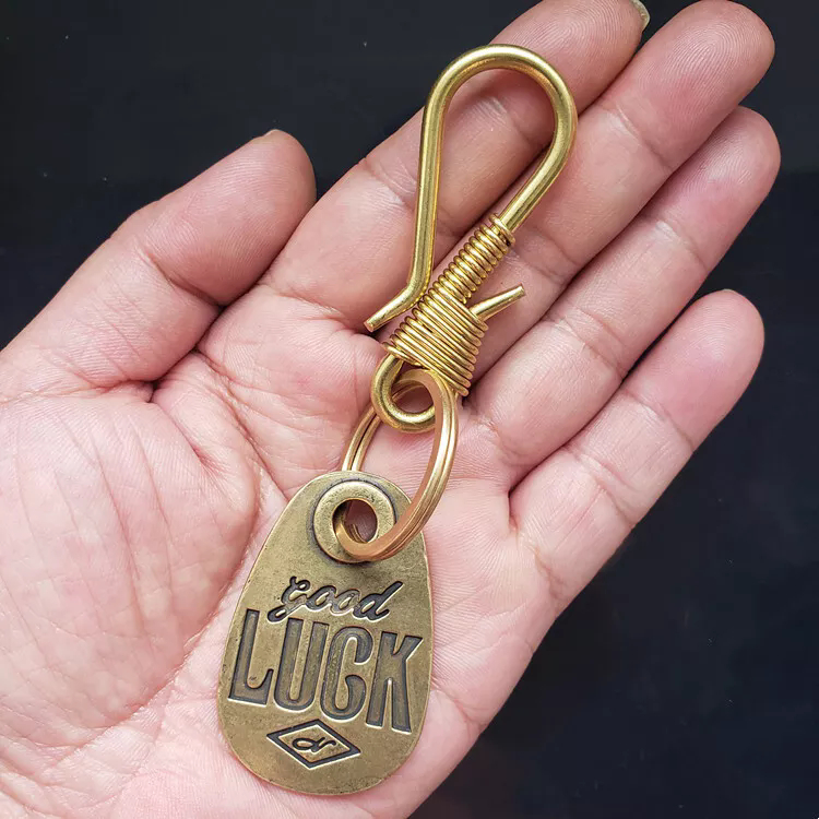 Solid Brass Handmade Key Buckle U Shape Fish Hook Wallet key Chain DIY ...